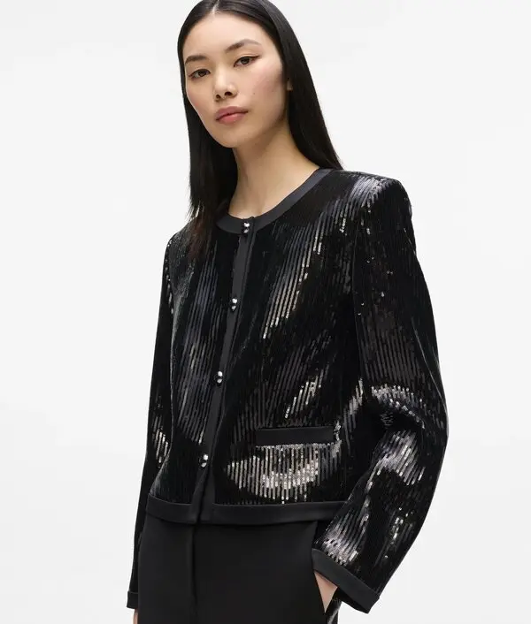 Karl Lagerfeld Sequin Cropped Blazer