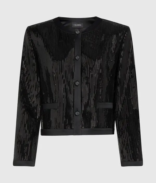 Karl Lagerfeld Sequin Cropped Blazer