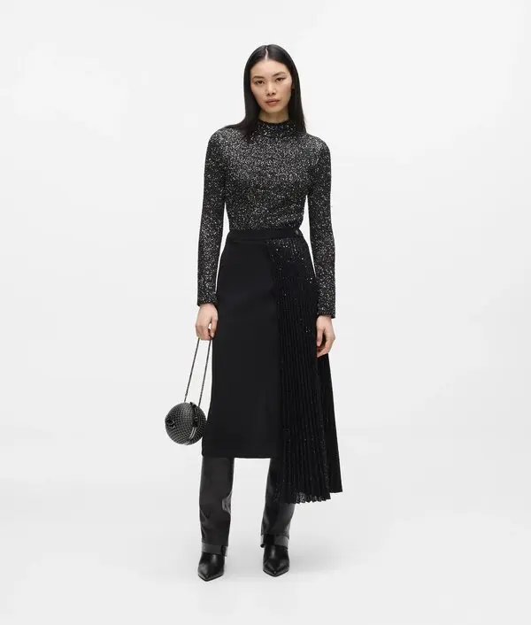 Karl Lagerfeld Asymmetric Sequin Skirt