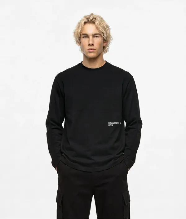Karl Lagerfeld Long-sleeved Seamed T-shirt - Black