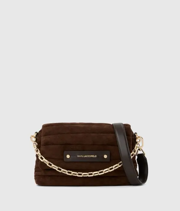 Karl Lagerfeld K/essential Plie Faux-suede Crossbody Bag - Tobacco