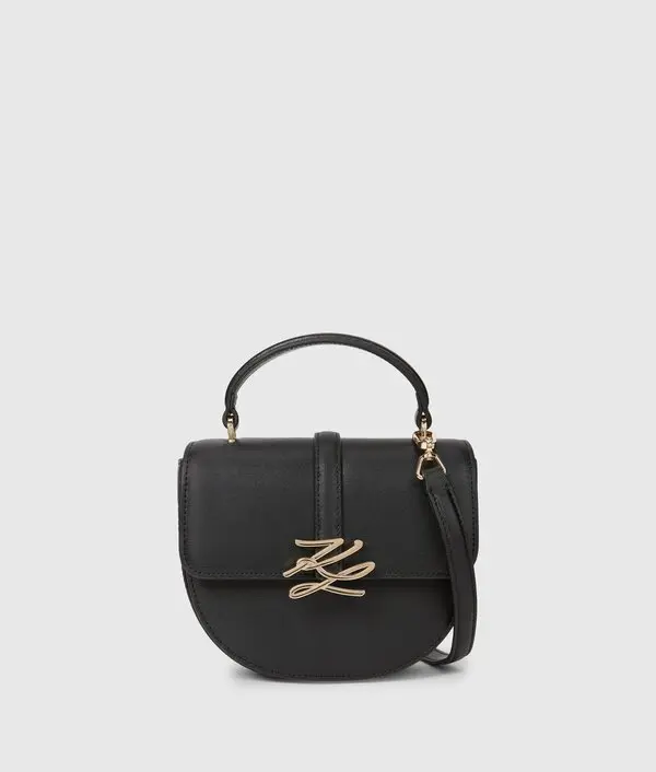 Karl Lagerfeld K/autograph Leather Top Handle Bag - Black/gold