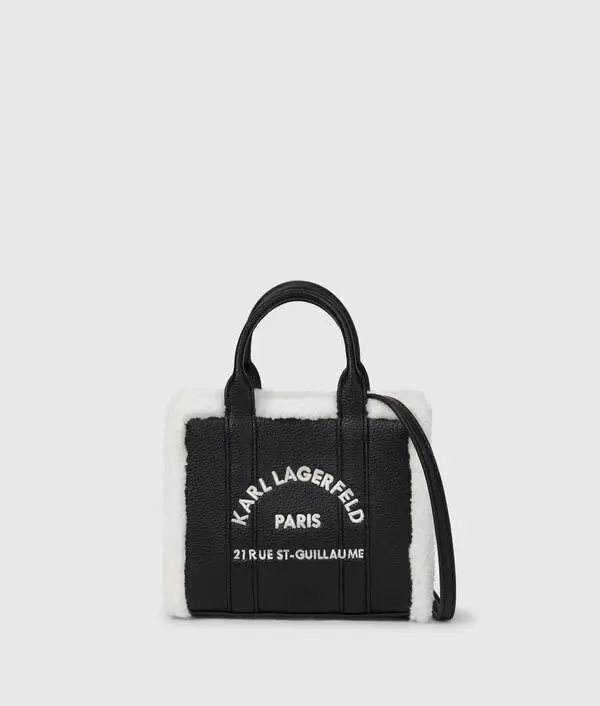 Karl Lagerfeld Rue St-guillaume Mini Faux-shearling Tote Bag - Black