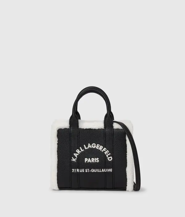Karl Lagerfeld Rue St-guillaume Mini Faux-shearling Tote Bag - Black