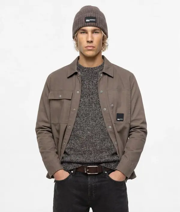 Karl Lagerfeld Canvas Overshirt Jacket - Iron