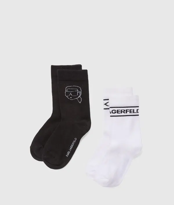 Karl Lagerfeld Logo And Ikon Karl Artwork Crew Socks - White