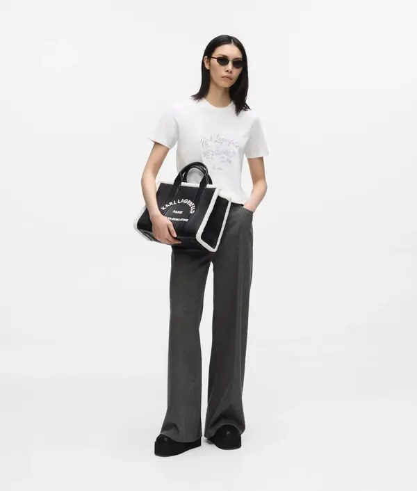 Karl Lagerfeld Rue St-guillaume Medium Faux-shearling Tote Bag - Black