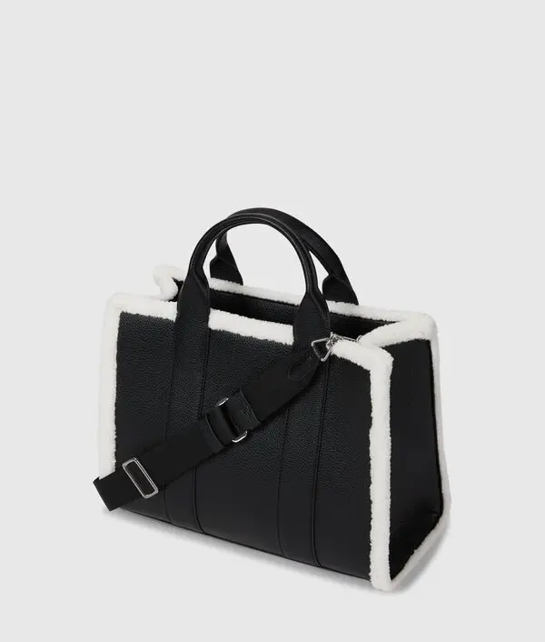 Karl Lagerfeld Rue St-guillaume Medium Faux-shearling Tote Bag - Black