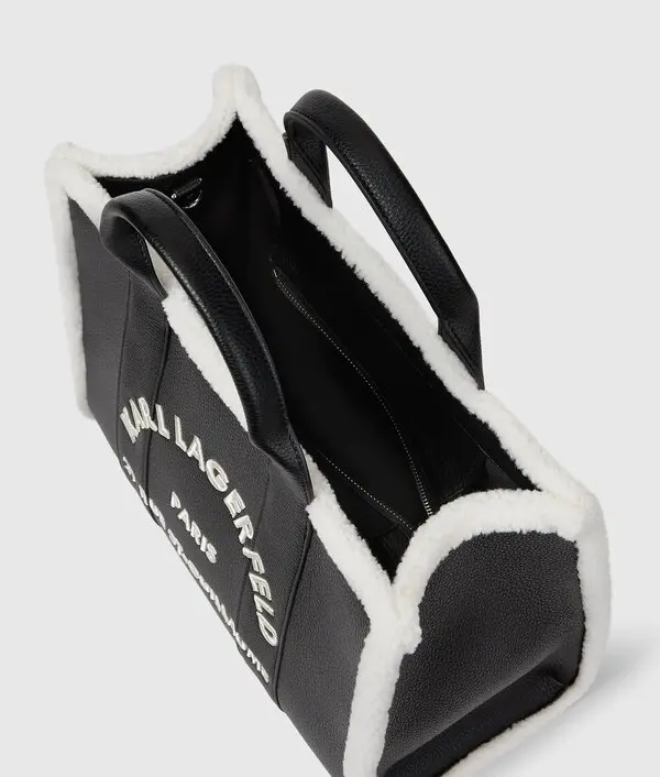 Karl Lagerfeld Rue St-guillaume Medium Faux-shearling Tote Bag - Black