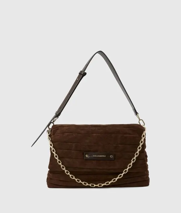 Karl Lagerfeld K/essential Plie Faux-suede Shoulder Bag - Tobacco