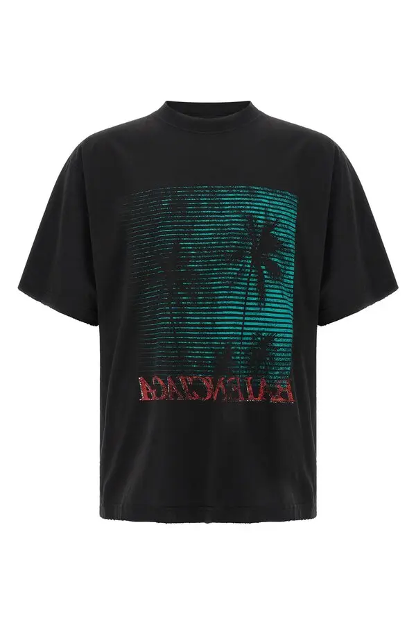 Balenciaga Vintage-effect T-shirt - Black