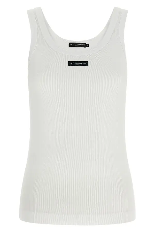 Dolce & Gabbana Logo Patch Tank Top - White