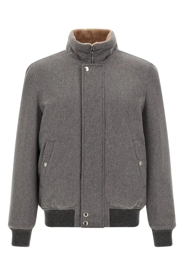 Brunello Cucinelli Cashmere And Vicuna Jacket - Gray