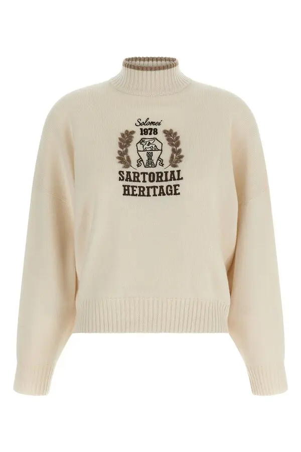 Brunello Cucinelli Heraldic Embroidery Sweater - Beige