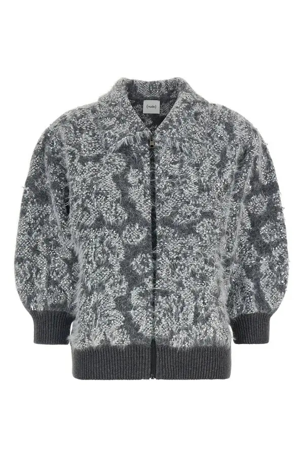 NUDE Jacquard Knit Cardigan - Gray