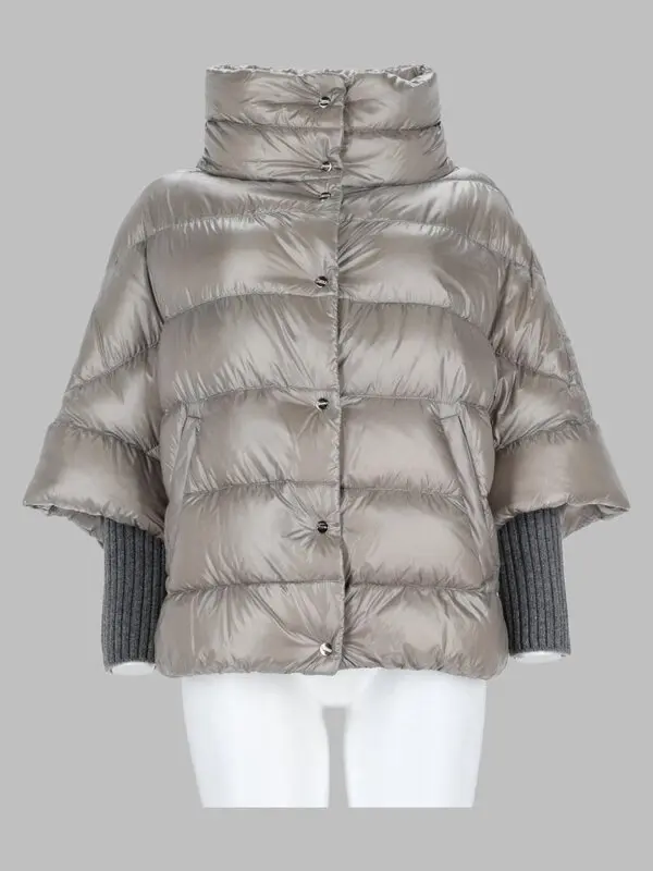 Herno High Neck Padded Quilted Coat - Gray
