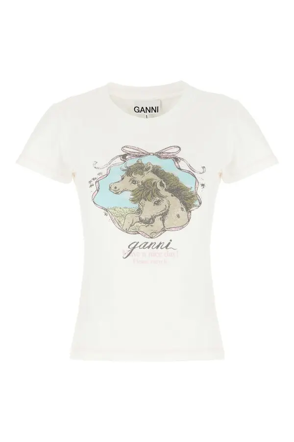GANNI Graphic Print Short Sleeve T-shirt - Multicolor