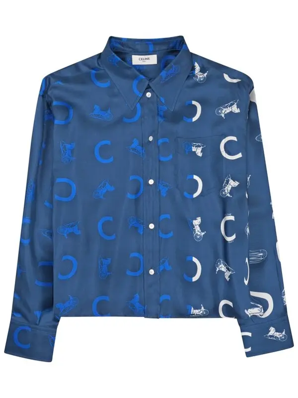 Celine Camicia Corta In Twill Di Seta