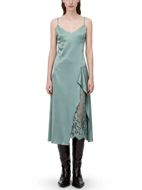 Acne Studios Satin Midi Dress - Green