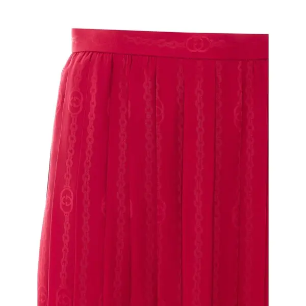 Gucci Interlocking G Chain Silk Jacquard Midi Skirt