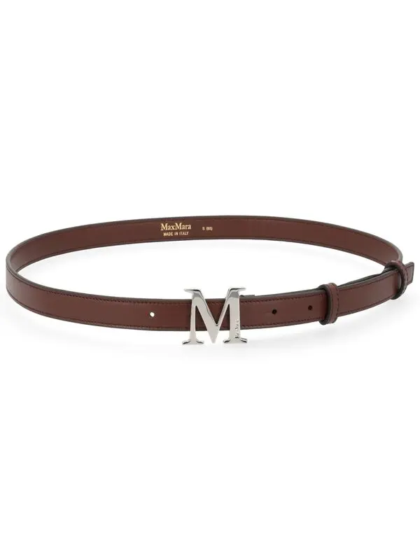 Max Mara Leather Belt With Logo Buckle - Brown