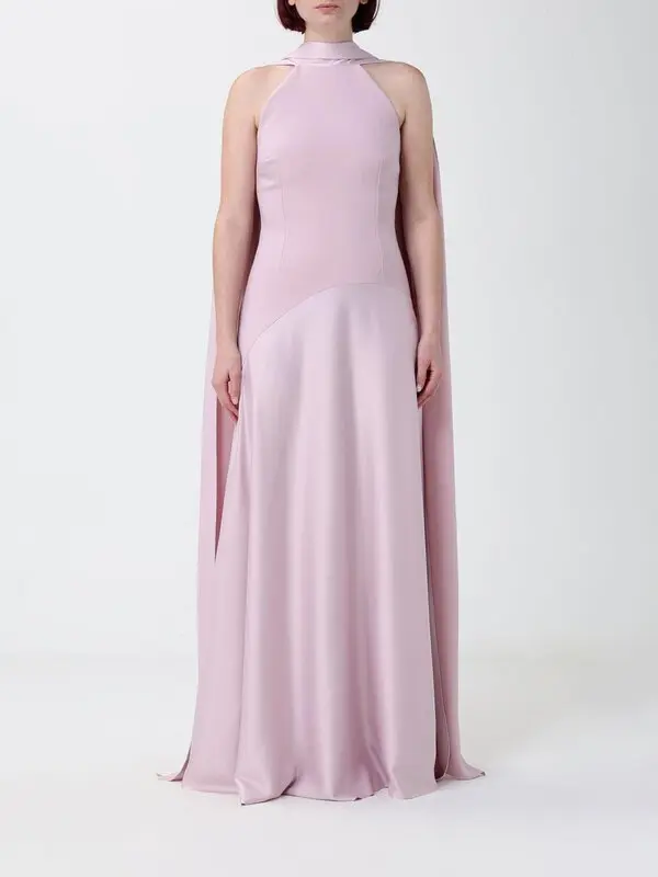 Solace London Elegant Crepe Dress - Pink