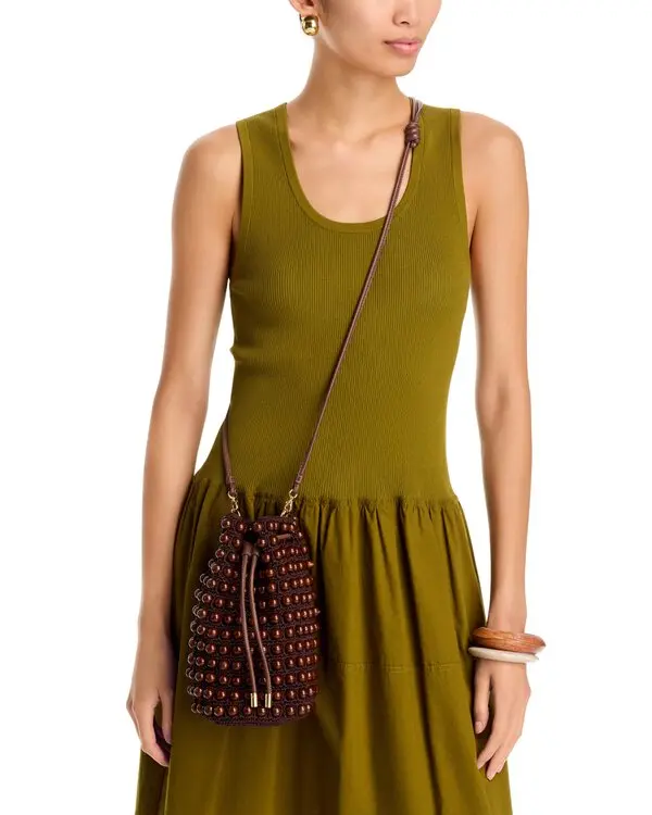 Farm Rio Mini Beaded Macrame Bucket Bag