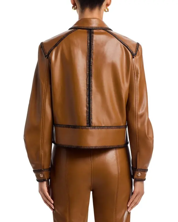 Cinq À Sept Kimmy Whipstitch Faux Leather Jacket