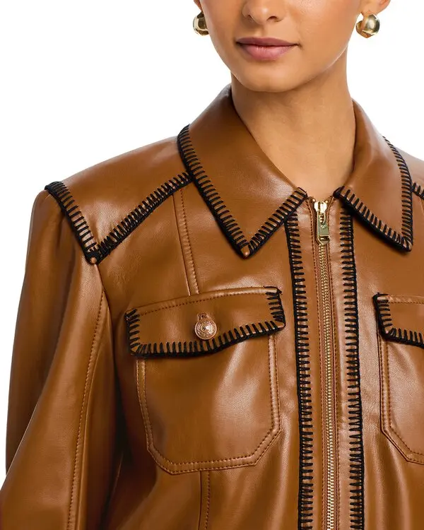 Cinq À Sept Kimmy Whipstitch Faux Leather Jacket