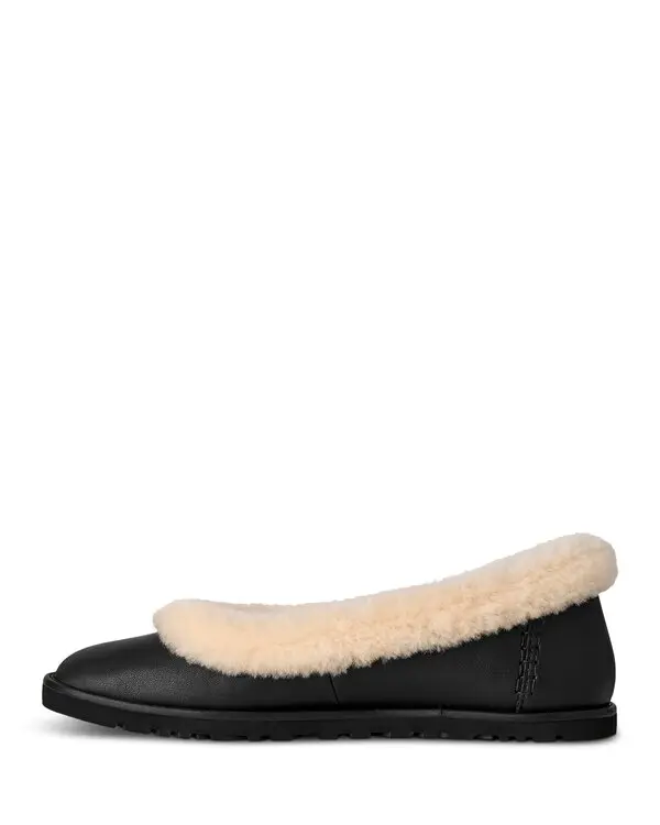 UGG Zora Leather And Shearling Flats - Black