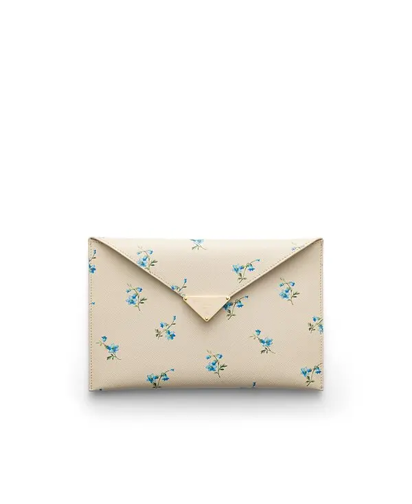 Prada Printed Saffiano Leather Envelope Clutch