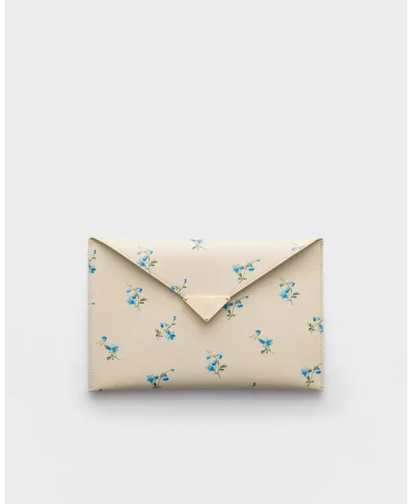 Prada Printed Saffiano Leather Envelope Clutch
