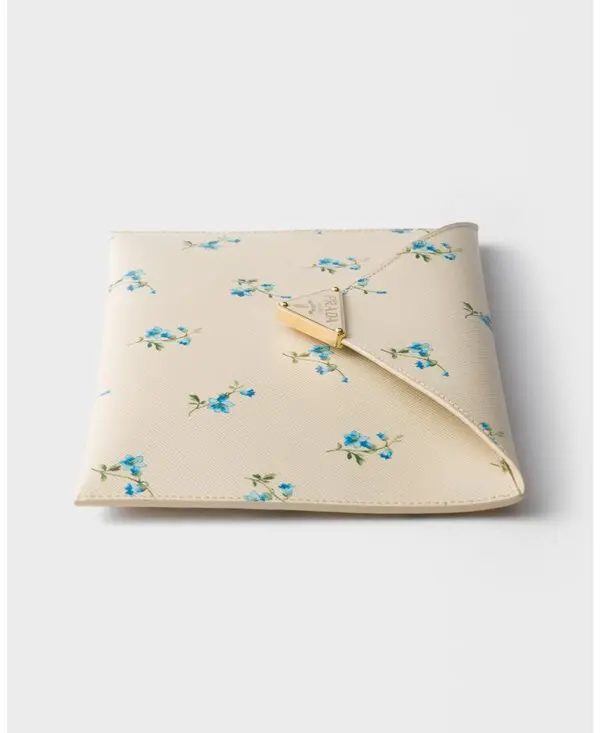 Prada Printed Saffiano Leather Envelope Clutch