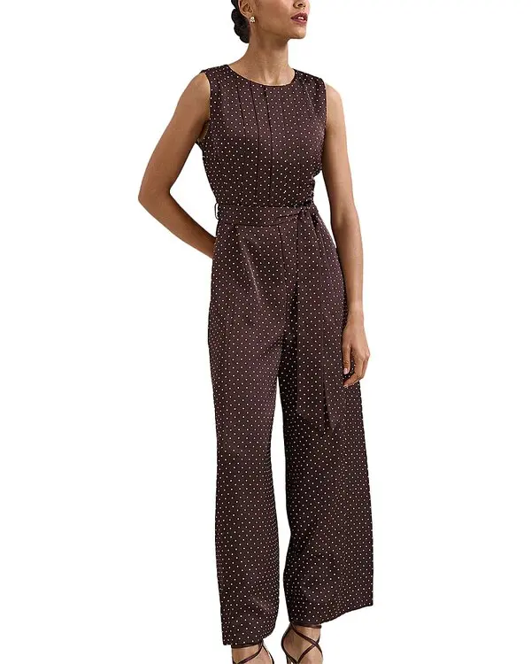 PHASE EIGHT Petite Janine Sleeveless Straight Leg Jumpsuit - Brown