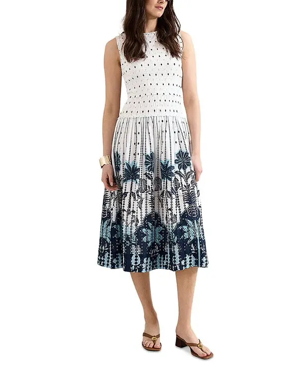 PHASE EIGHT Chiara Cotton Smocked Drop Waist Dress