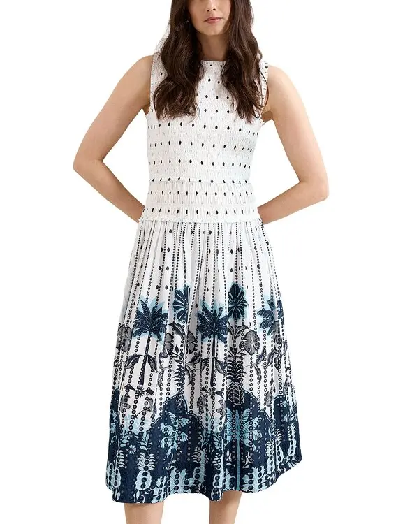 PHASE EIGHT Chiara Cotton Smocked Drop Waist Dress