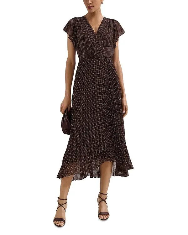 PHASE EIGHT Louisa Faux Wrap High/low Dress - Brown