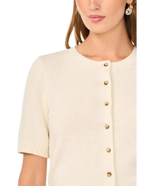 Vince Camuto Short Sleeve Crewneck Cardigan