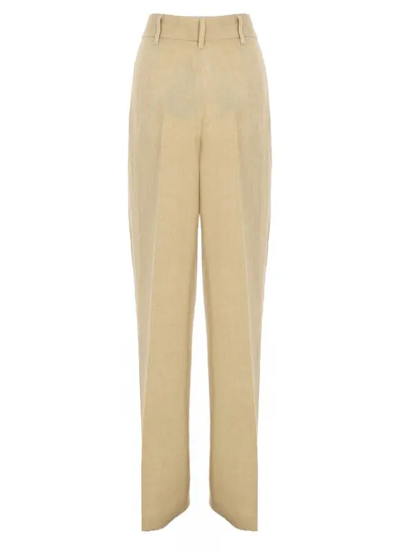 Max Mara Wide Leg Linen Trousers - Cream