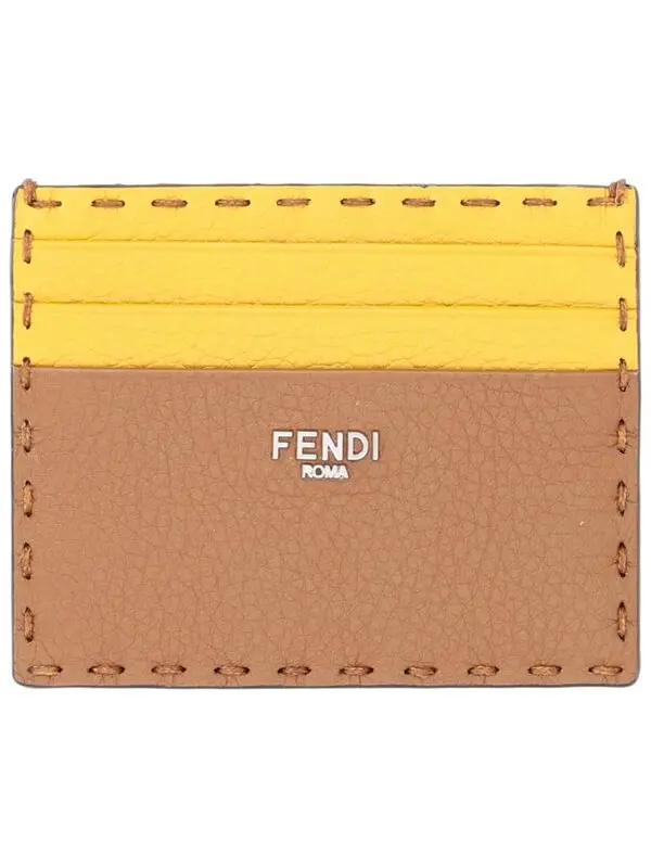 Fendi Leather Card Holder - Brown
