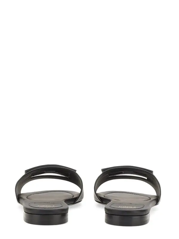 Fendi Leather Slides - Black