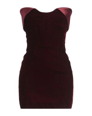 MUGLER Mini Dress Burgundy Size Rayon, Cupro, Elastane, Silk, Synthetic Fibers - Red
