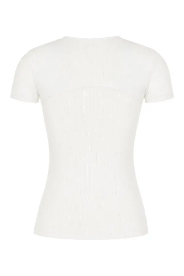 Alaïa Ribbed Short Sleeve T-shirt - Multicolor