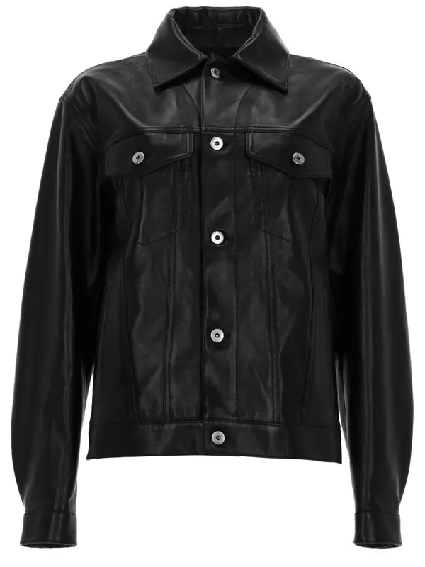 Bottega Veneta Giacca In Pelle Con Dettaglio Intrecciato - Black