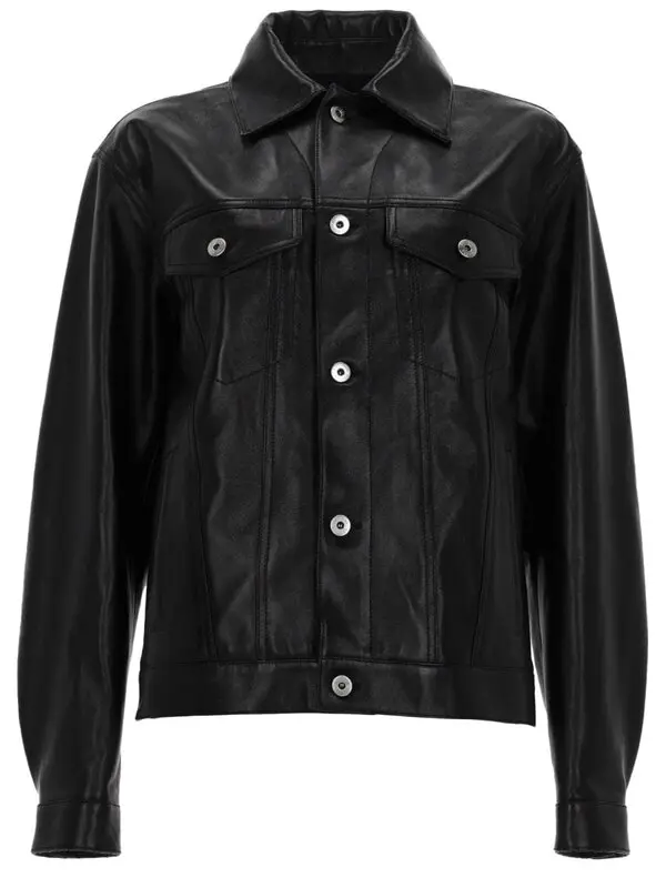 Bottega Veneta Intrecciato Detail Leather Jacket - Black