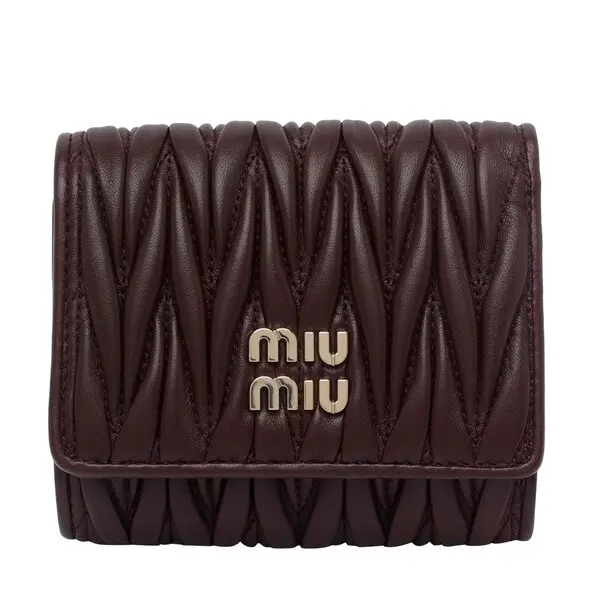 Miu Miu Logo Matelasse' Wallet - Red