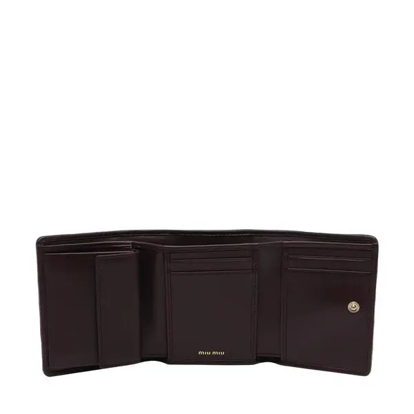 Miu Miu Logo Matelasse' Wallet - Red