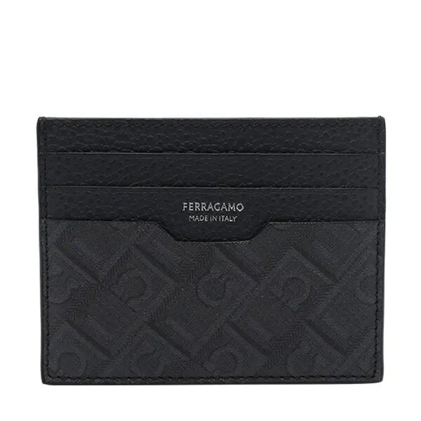 FERRAGAMO Monogram Print Cards Holder - Black