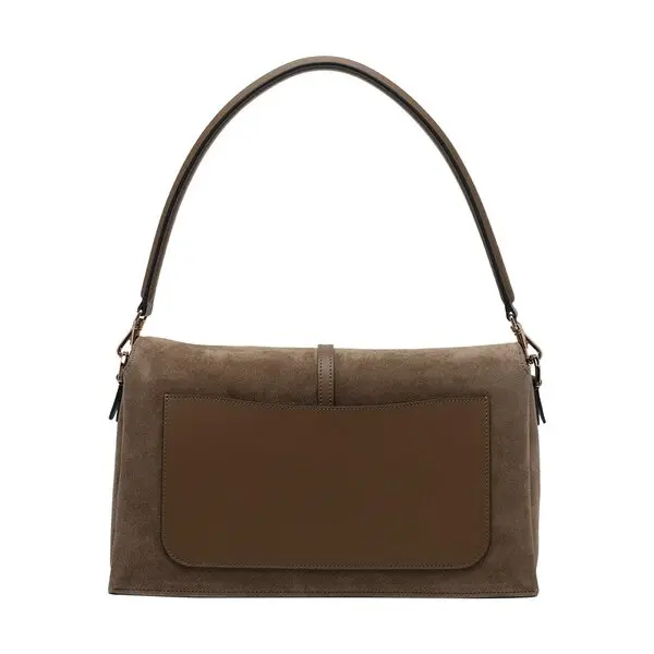 TOD'S Small Flap T-timeless Suede Shoulder Bag - Cream