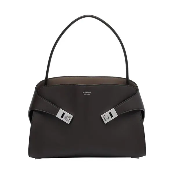 FERRAGAMO Medium Hug Soft Shoulder Bag - Brown